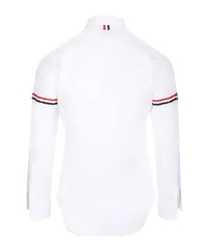 Thom Browne Rwb Striped Long-sleeved Shirt - White