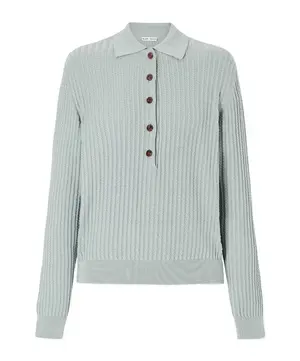 BLAZÉ MILANO Ribbed Polo Knit Top - Light Blue