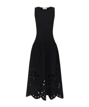 Ulla Johnson Sleeveless Round Neck Corset Dress With Floral Cut-outs