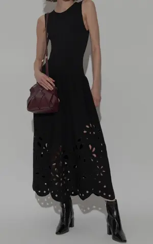 Ulla Johnson Sleeveless Round Neck Corset Dress With Floral Cut-outs
