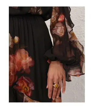 Zimmermann Floral Asymmetrical Frilled Midi Skirt
