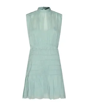 TWINSET Sleeveless High Neck Shirred Dress - Green