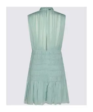 TWINSET Sleeveless High Neck Shirred Dress - No