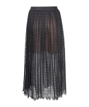 SELF-PORTRAIT Lace Midi Skirt - Black