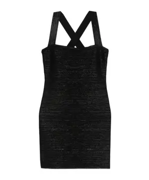 Herve Leger Sleeveless Crossover Strap Mini Dress