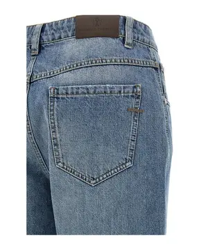 Brunello Cucinelli Logo Patch Straight Leg Jeans - Blue