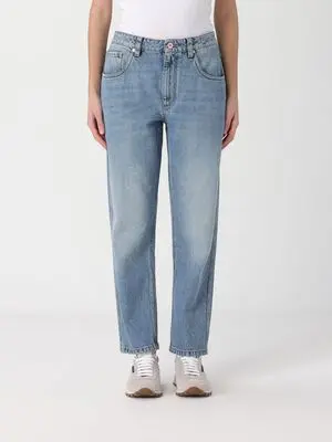 Brunello Cucinelli Logo Patch Straight Leg Jeans - Blue
