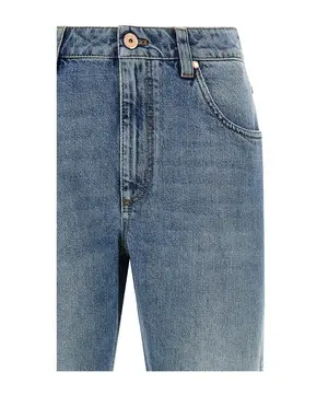 Brunello Cucinelli Logo Patch Straight Leg Jeans - Blue