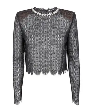 SELF-PORTRAIT Embellished Trim Lace Blouse
