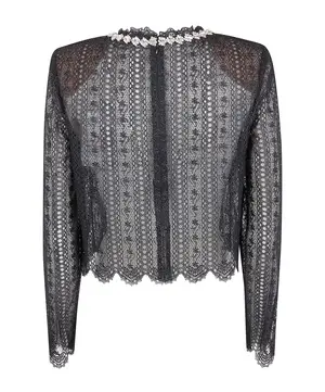 SELF-PORTRAIT Embellished Trim Lace Blouse