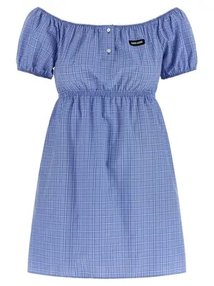 Miu Miu Checked Mini Dress - Light Blue