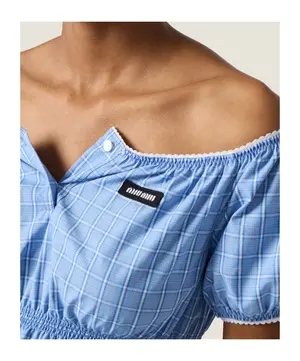 Miu Miu Checked Mini Dress - Light Blue