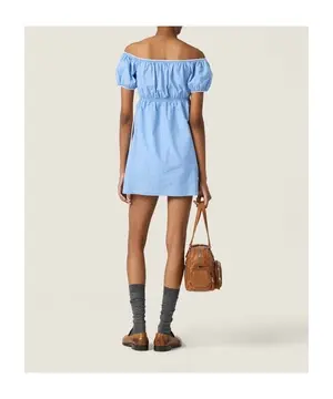 Miu Miu Checked Mini Dress - Light Blue