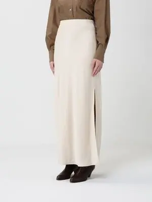 Brunello Cucinelli Maxi Skirt With Side Slits - Nude