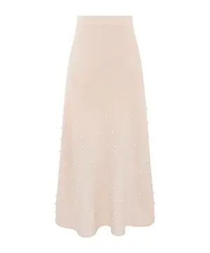 Zimmermann Elasticated Waist A-line Skirt With Beaded Details - Nude