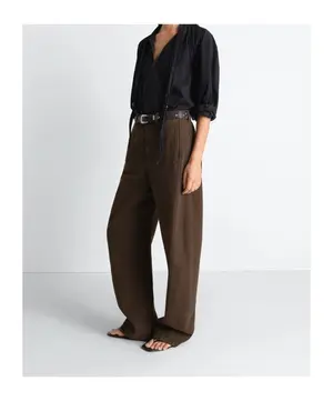 LEMAIRE Belted Twill Jeans - Cocoa