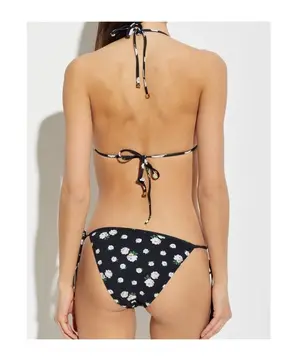 Dolce & Gabbana Floral Print Triangle Bikini - Black