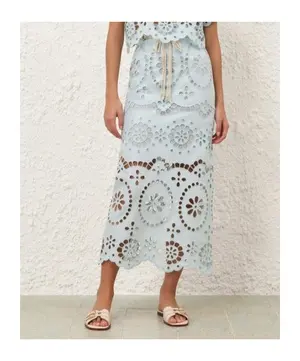 Zimmermann Awaken Embroidered Midi Skirt