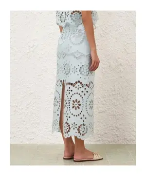 Zimmermann Awaken Embroidered Midi Skirt