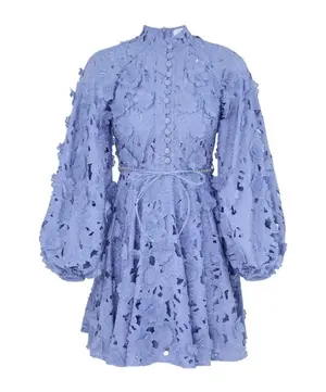 Zimmermann Patience Mini Dress With Lace And Raglan Sleeves