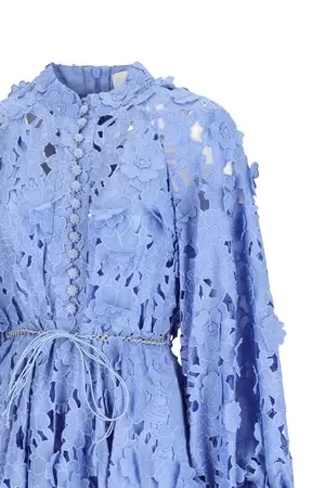Zimmermann Patience Mini Dress With Lace And Raglan Sleeves