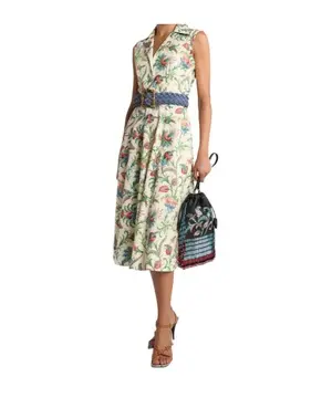 Etro Sleeveless V-neck Dress With Floral Print And Ruffles