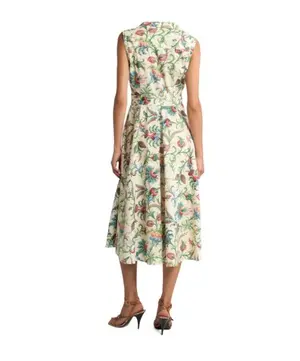 Etro Sleeveless V-neck Dress With Floral Print And Ruffles