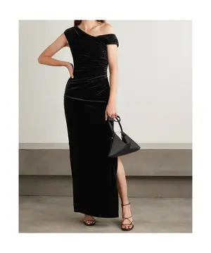 SIR. Ettore Draped Velvet Maxi Dress