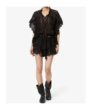 Isabel Marant Étoile Jocadia Floral Lace Shorts - Black