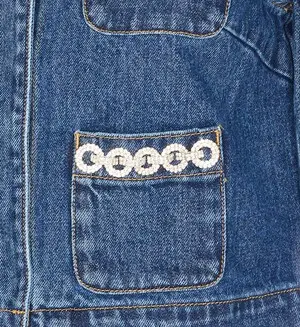 SELF-PORTRAIT Embellished Trim Denim Jacket