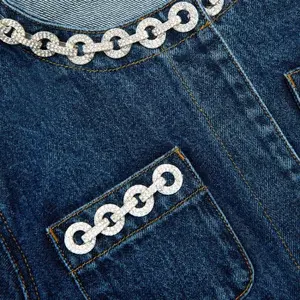 SELF-PORTRAIT Embellished Trim Denim Jacket