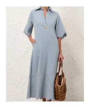 Zimmermann Broderie Anglaise Collared Midi Dress