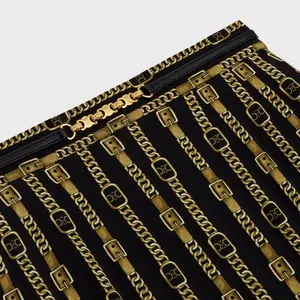Celine Pleated Crepe De Chine Skirt With Chain Pattern