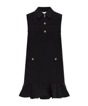 GANNI Twill Suiting Mini Dress With Ruffled Hem