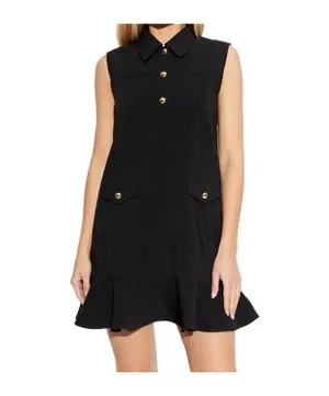 GANNI Twill Suiting Mini Dress With Ruffled Hem