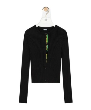Loewe Round Neck Cardigan - Black/multicolor
