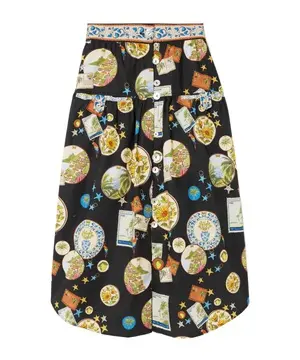 Farm Rio Printed Cotton Midi Skirt
