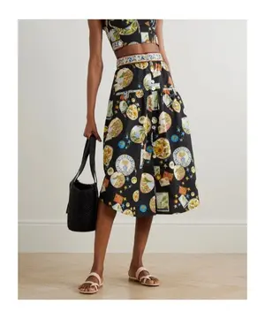 Farm Rio Printed Cotton Midi Skirt