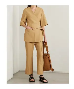 Co Name' Woven Wrap Top - Camel