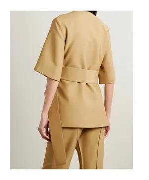 Co Name' Woven Wrap Top - Camel