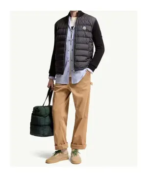 Moncler Zip-up Knit Padded Cardigan - Black