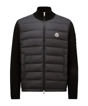Moncler Zip-up Knit Padded Cardigan - Black