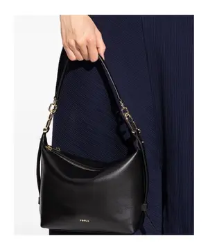 Furla Tonie Zip-up Small Shoulder Bag - Black