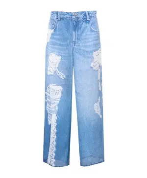 Liu Jo Distressed Lace-trimmed Jeans