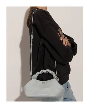 GANNI Crocodile-effect Mini Bou Tote Bag With Twisted Handle - Gray