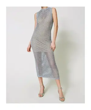 TWINSET Long Lurex-mesh Midi Dress