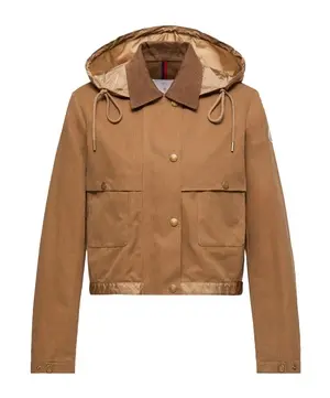 Moncler Collared Button-up Hooded Jacket - Light Brown