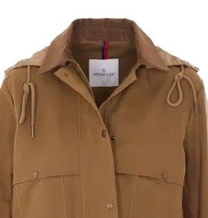 Moncler Collared Button-up Hooded Jacket - Light Brown