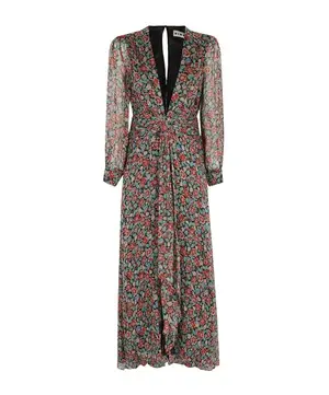 Rixo V-neck Floral Printed Long Sleeve Maxi Dress - Multicolor