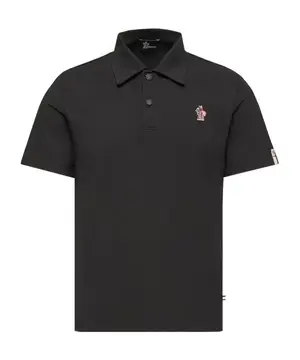 Moncler Logo-patch Short-sleeved Polo Shirt - Black